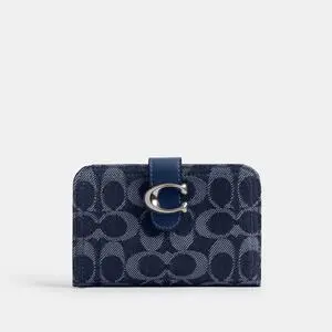 Coach Tabby Wallet In Signature Denim - Silver/Deep Blue Multi